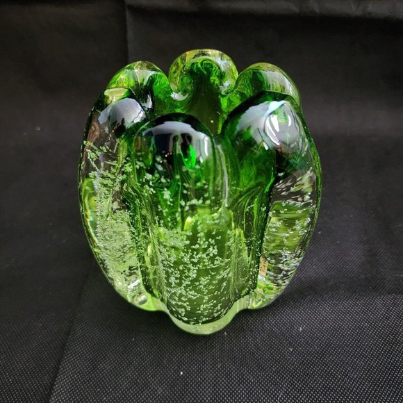 Accents | Tozai Hand Blown Murano Green Glass Orb Vase Vintage Bulky ...